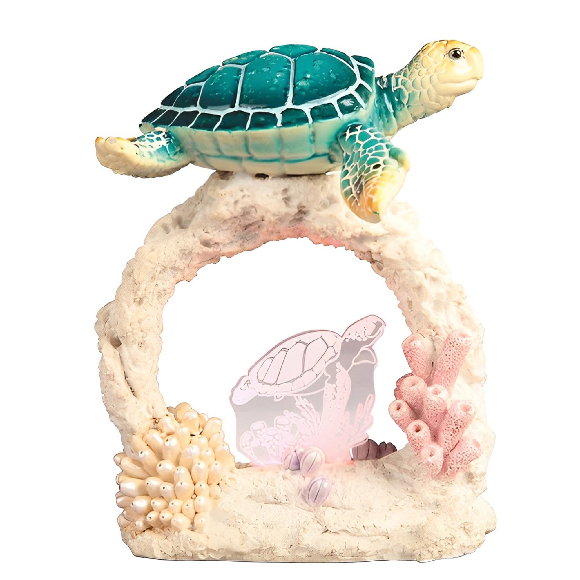 FC Design 9.25"H LED Blue Sea Turtle with Conch Figurine Statue ...