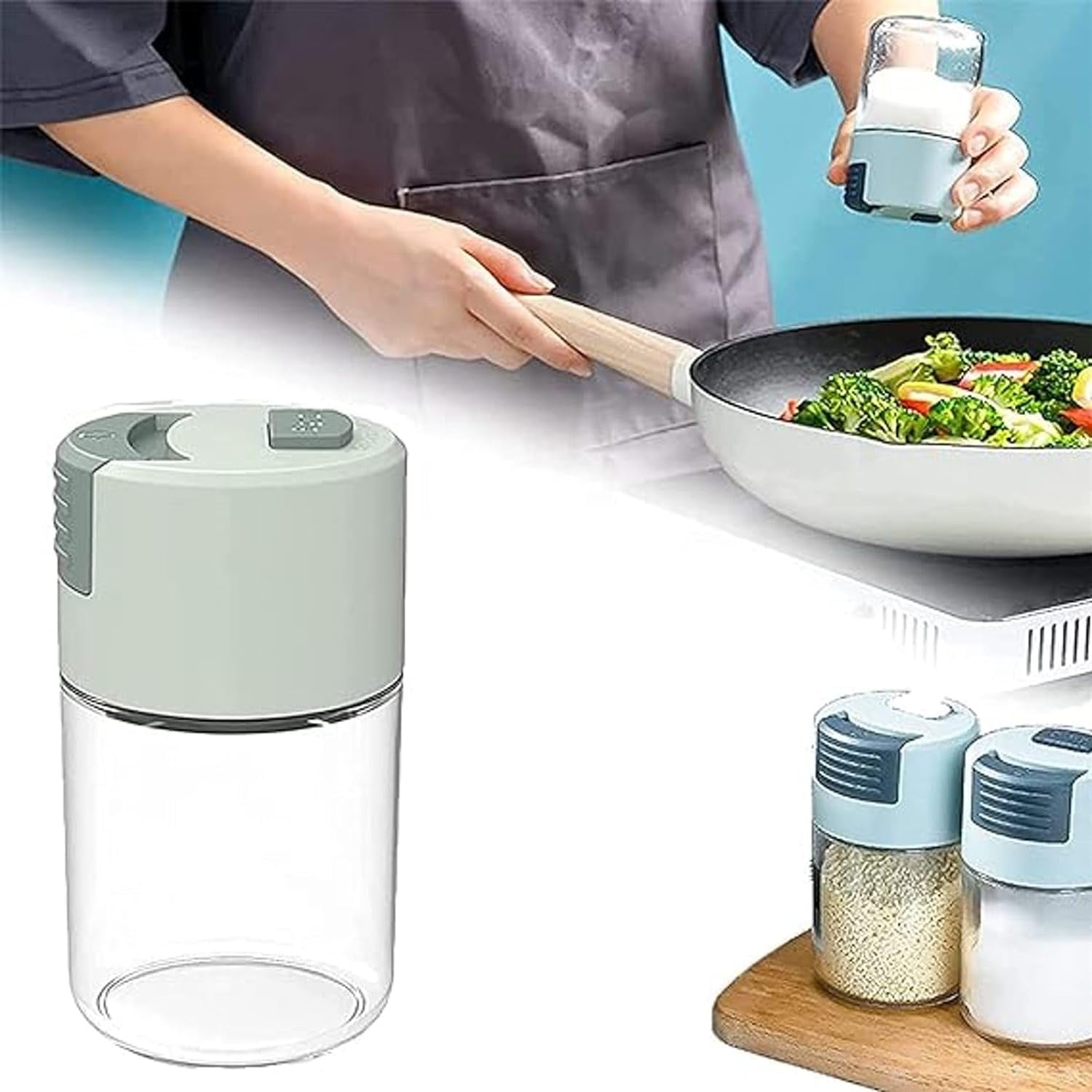 FC-Metering Salt Shaker - Glass Metered Salt Dispenser, Press Type ...