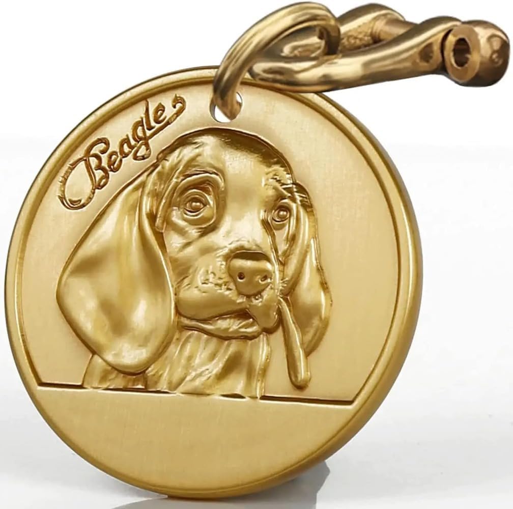 FC-Unique Personalized 3D Embossed Vintage Solid Brass Pet Tags, Engravable on Front and Back ...