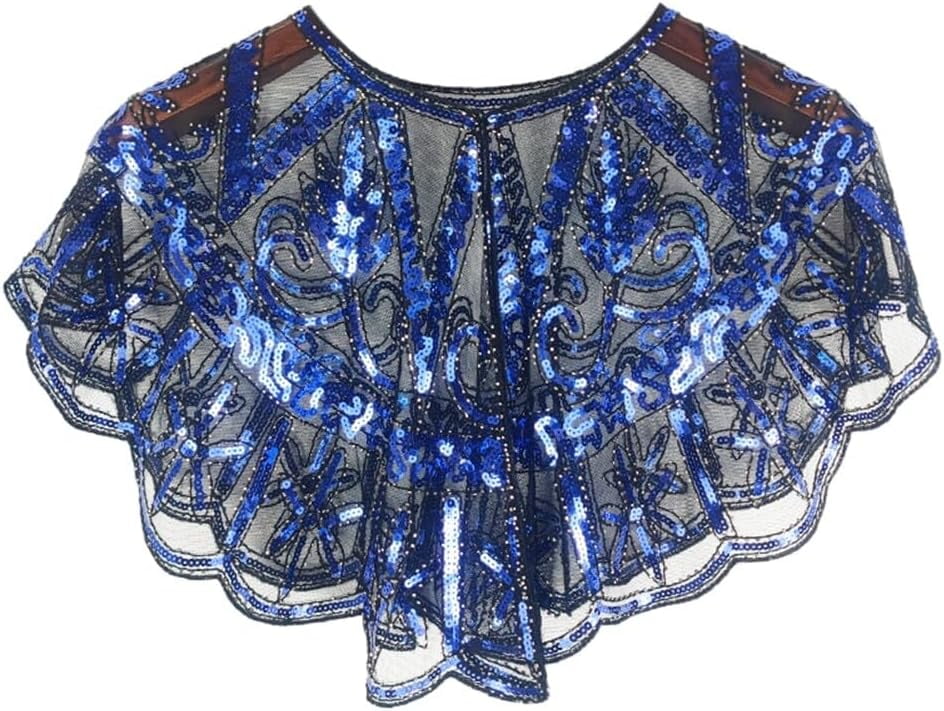 FC-Womens Vintage 1920s Shawl Beaded Sequin Deco Evening Cape Shrug Bolero Flapper Cover Up ...