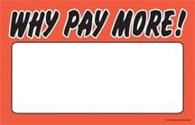 FCA105 Why Pay More Sale Price Cards Signs Fluorescent Red Orange and ...