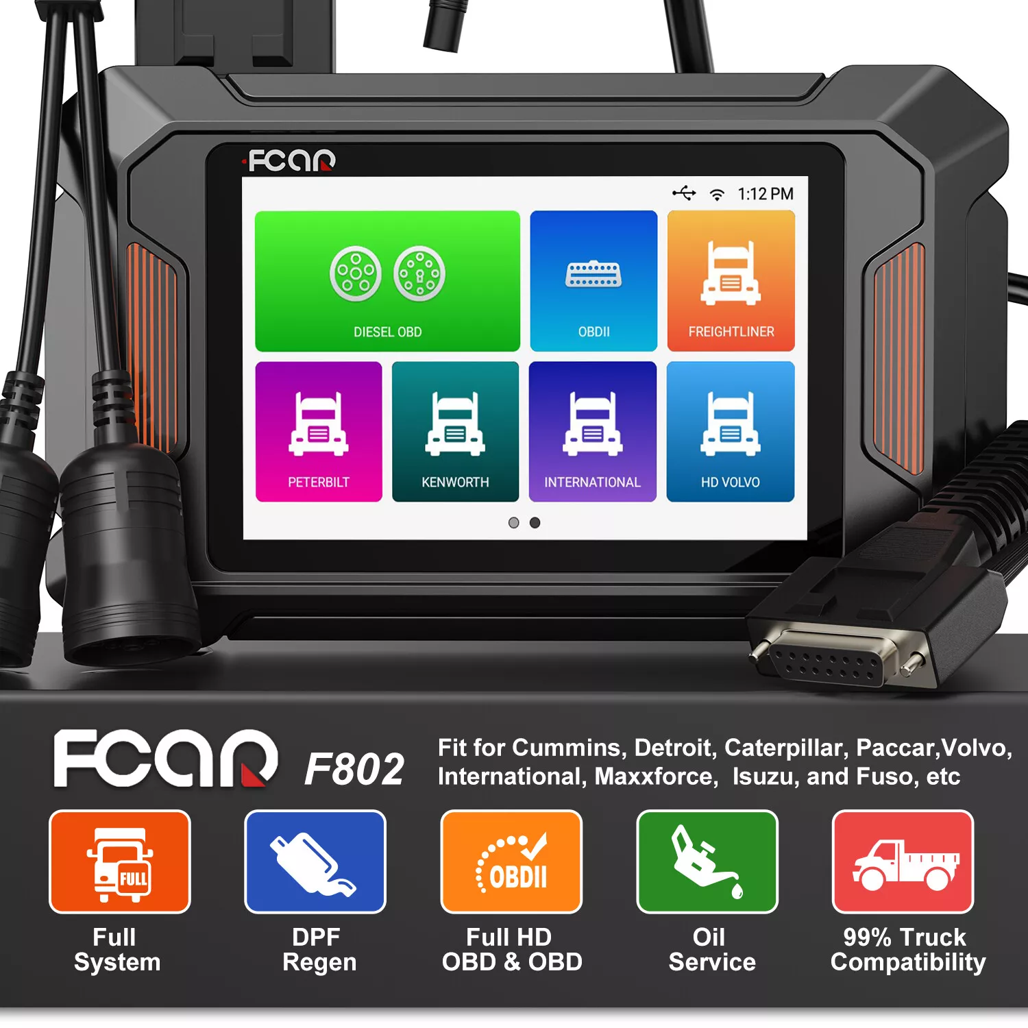 FCAR F802 PRO Diesel Truck Diagnostic Scanner, 24V HD OBD Scan, DPF ...