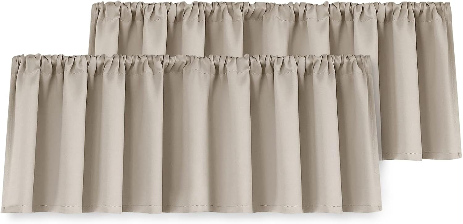 FCCAUD-18 Inches Long Blackout Curtain Valances for Kitchen Windows - 2 ...
