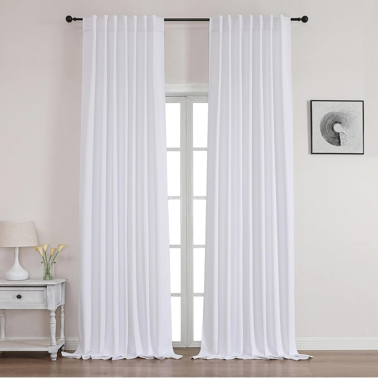 FCCAUD-Dot Pure White Curtains for Bedroom 120 Inch Length 2 Panels ...
