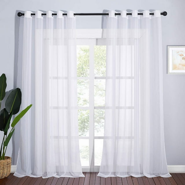 FCCAUD-Sheer Curtains Extra Long and Wide W70 x L108 for Living Room ...