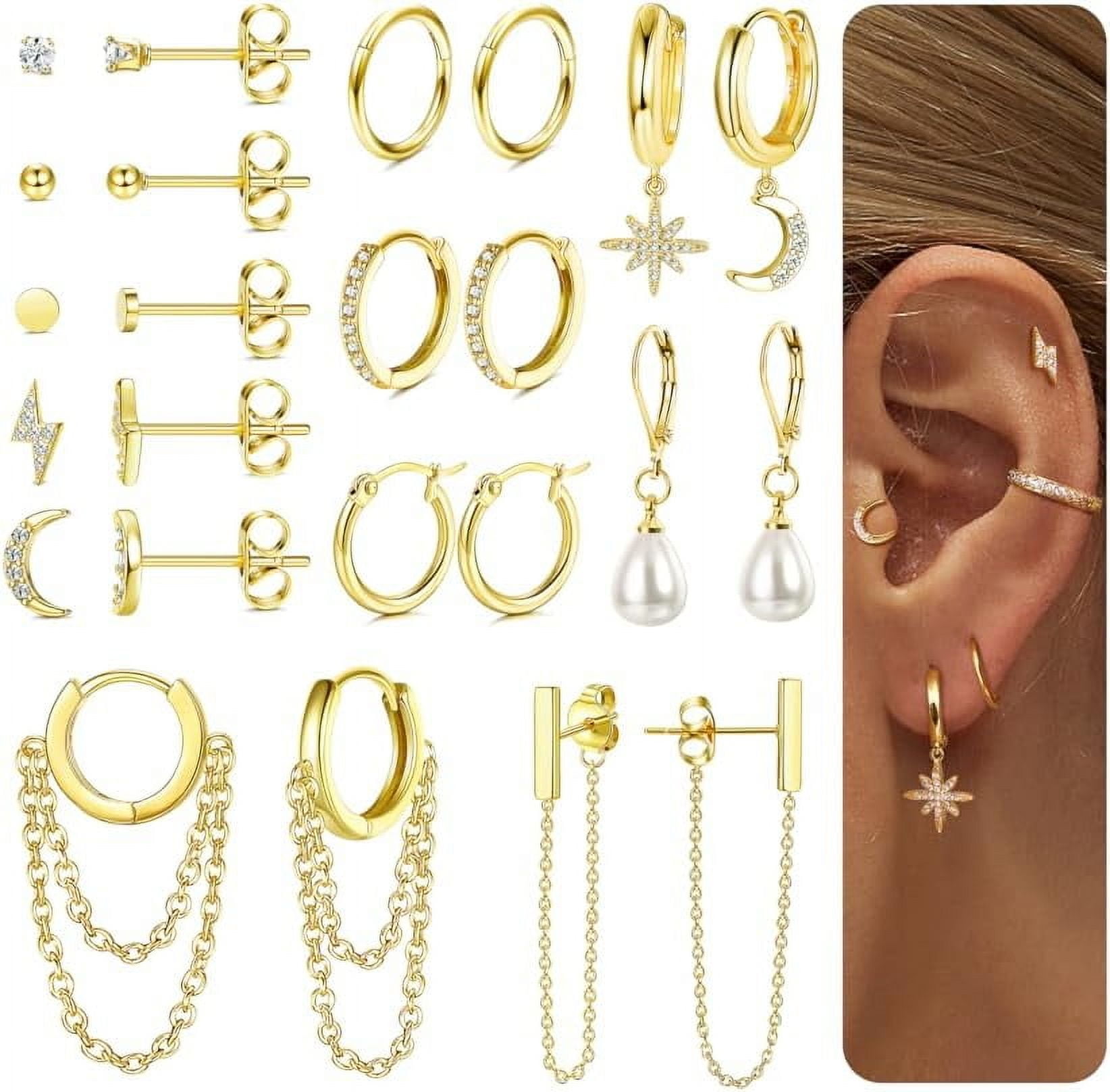 FCCUYE 12Pairs Gold Hoop Earrings for Women 14K Gold Plated Cartilage ...