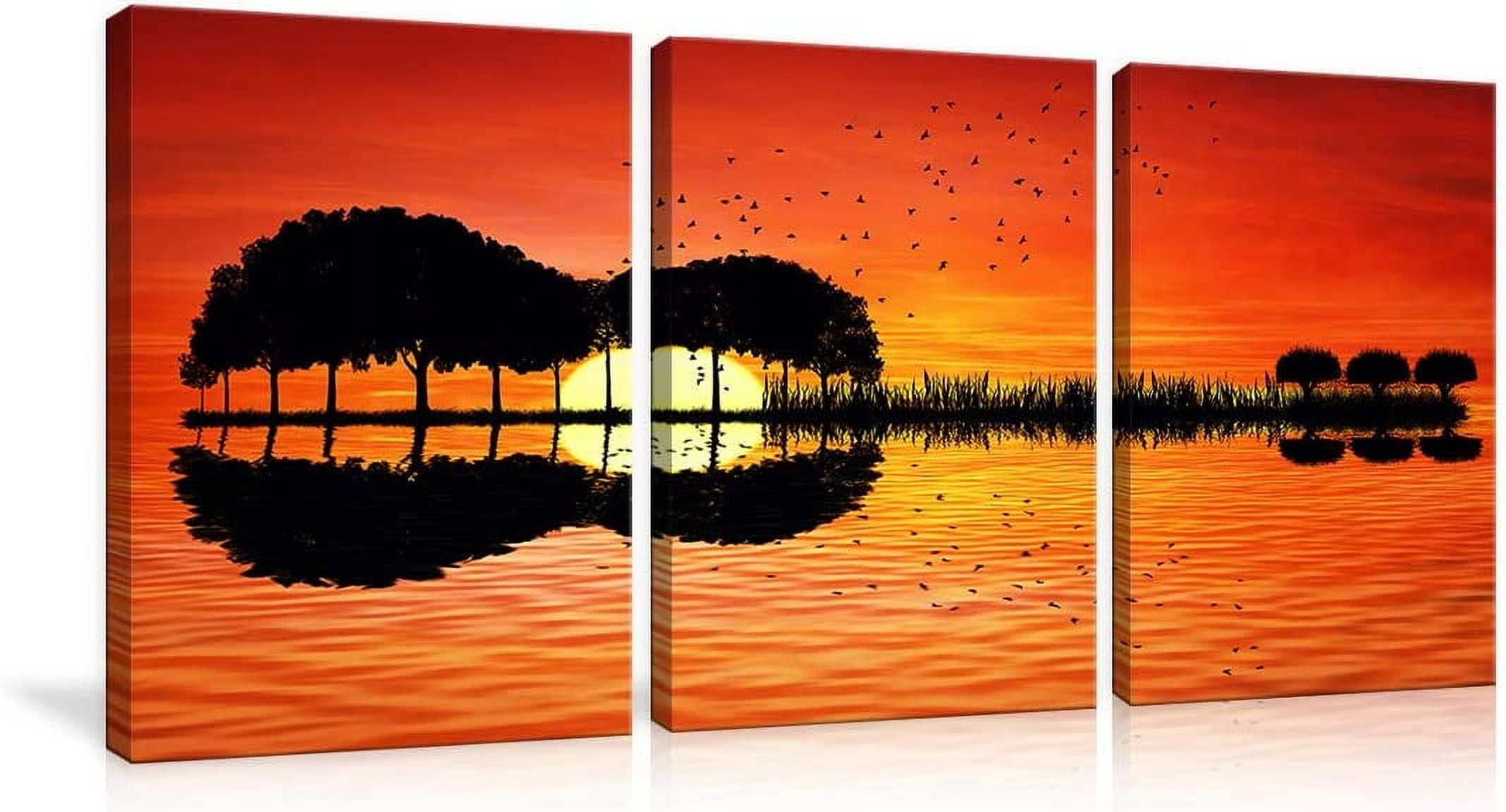 FCCUYE 3 Panel Blue White Music Abstract Guitar Tree Art Canvas ...