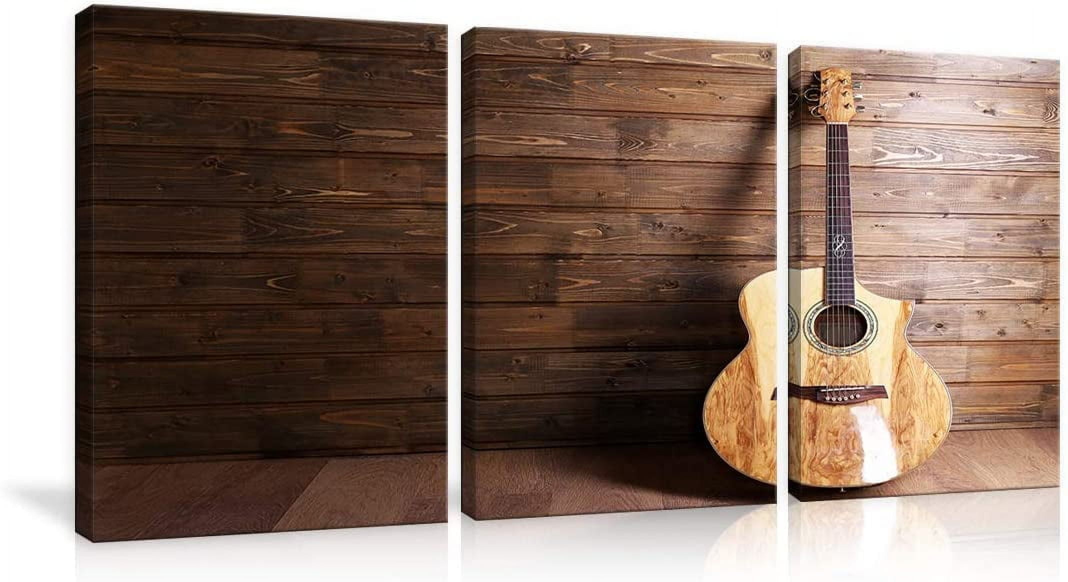 FCCUYE 3 Panel Blue White Music Abstract Guitar Tree Art Canvas ...