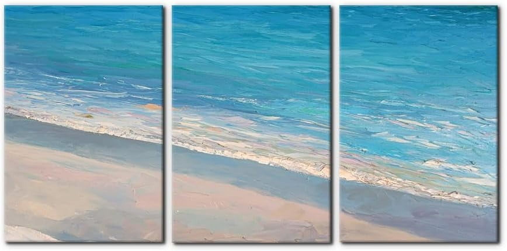 FCCUYE - 3 Panels Canvas Wall Art Decor - Oil Painting Style Seascape ...