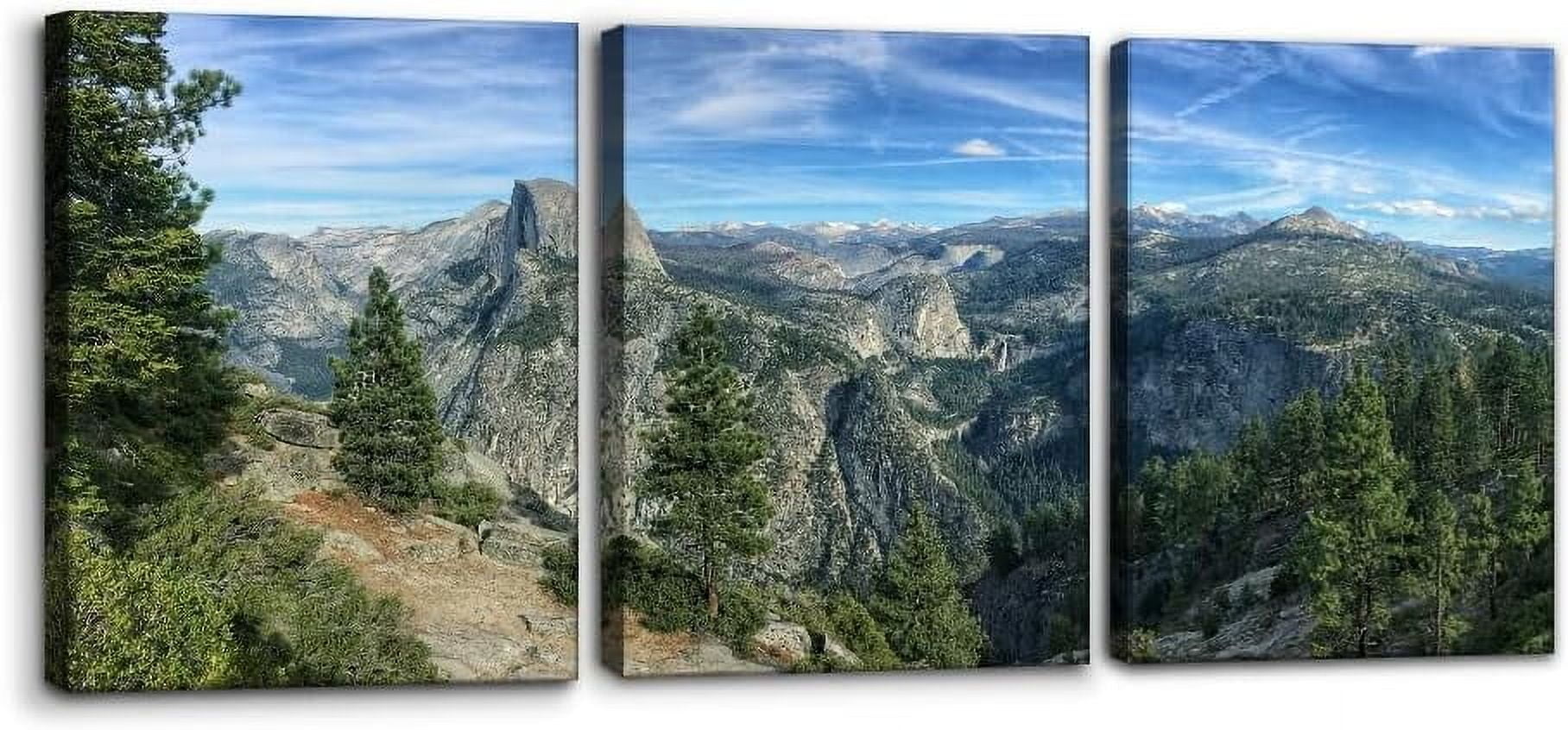 FCCUYE 3 Panels Natural Landscape Canvas Wall Art Print Trees with ...