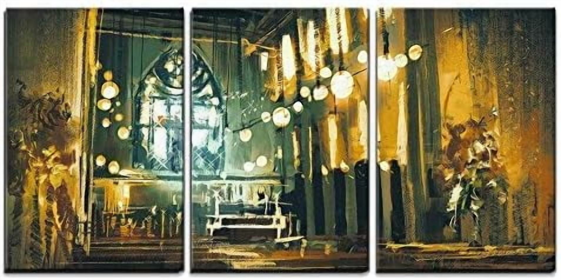 FCCUYE - 3 Piece Canvas Wall Art - Digital Painting Showing Street ...