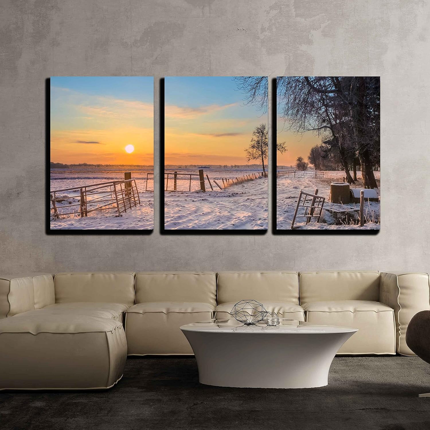 FCCUYE - 3 Piece Canvas Wall Art - Old Locomotive Wheel Detail in Warm ...