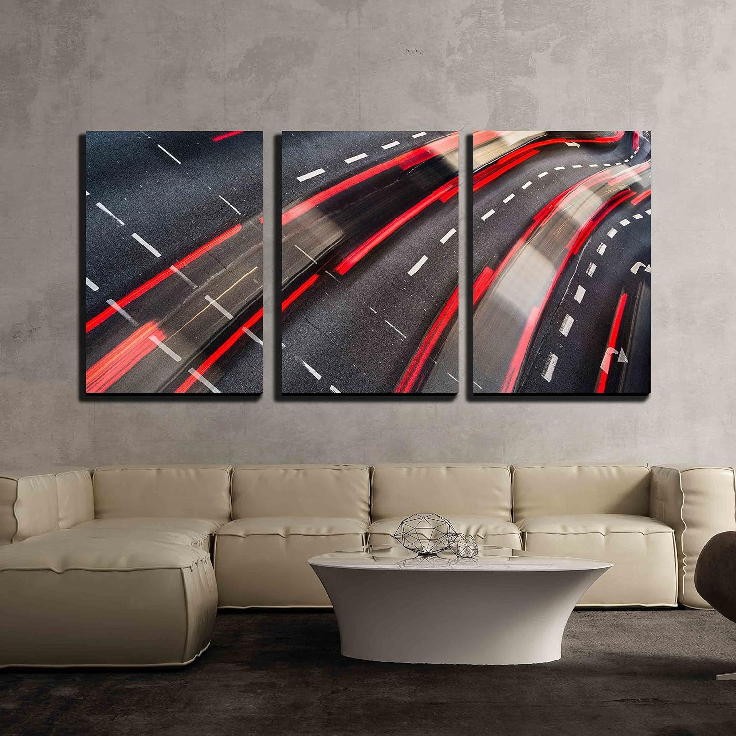 FCCUYE - 3 Piece Canvas Wall Art - Subway High-Speed Train with Motion Blur - Modern Home Art ...