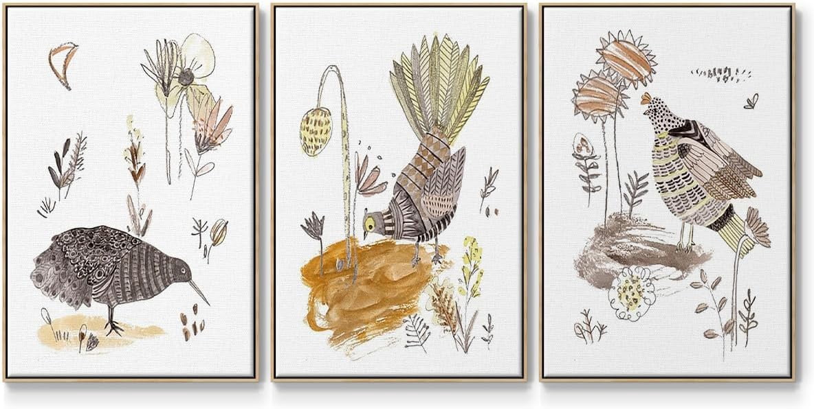 FCCUYE Animals 3 Piece Wall Art Paintings for Home Decor White Ibis ...