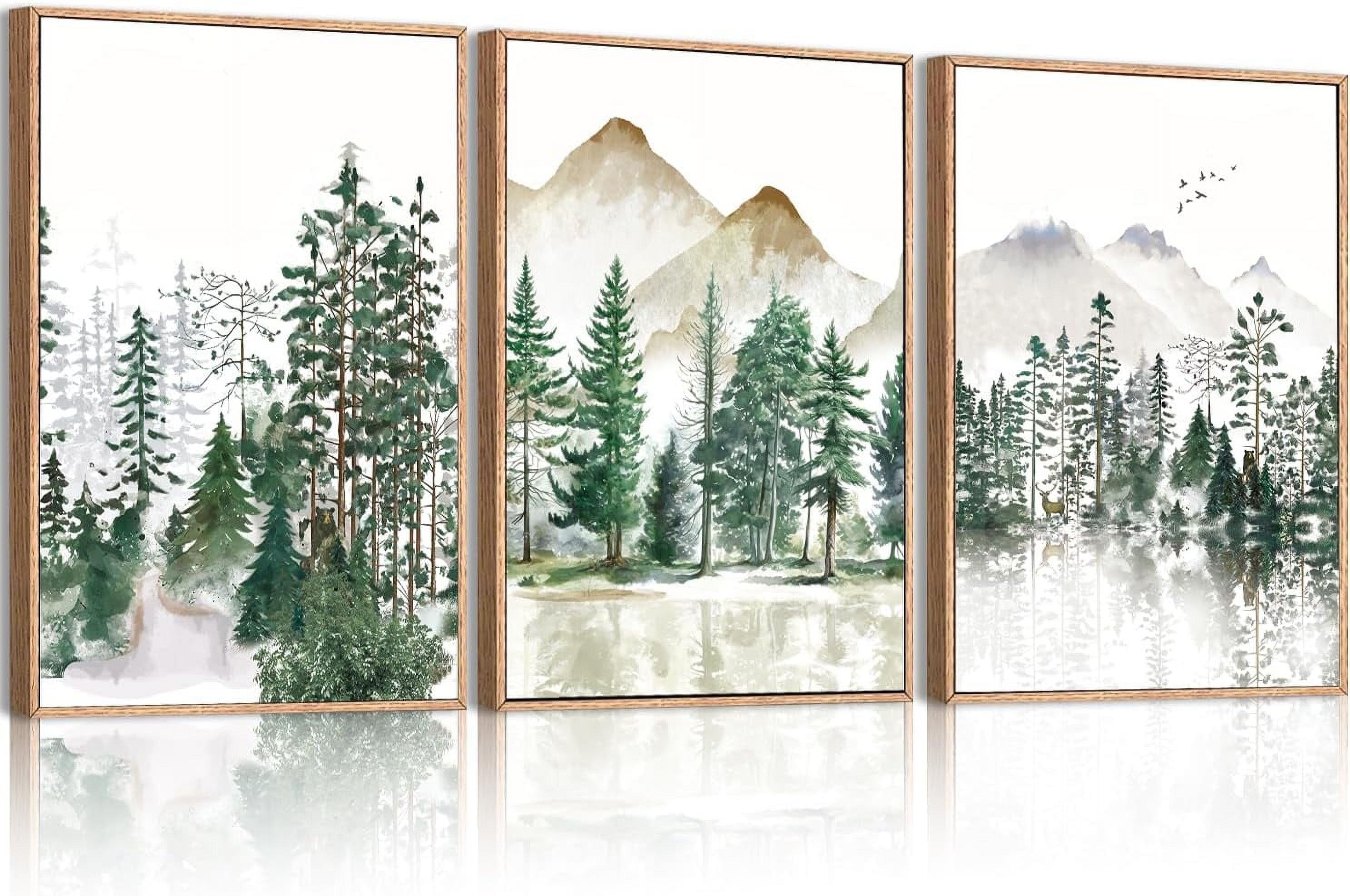 FCCUYE Brown Bear Wall Art 16x24 Inch Forest Paintings Rustic Wildlife ...