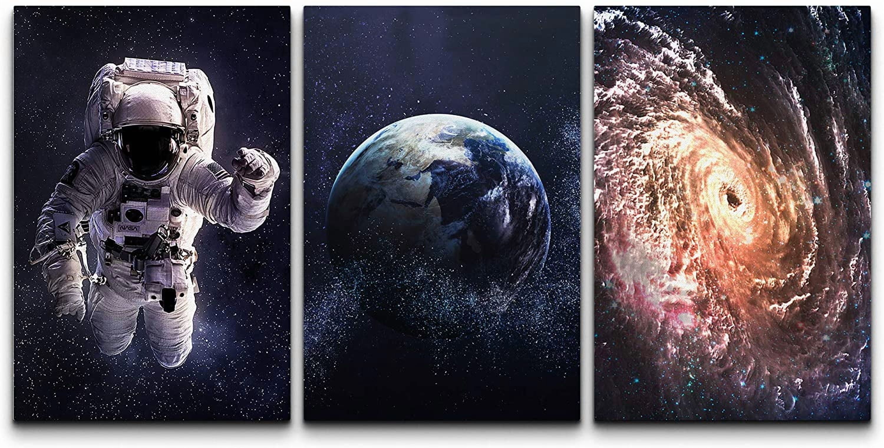FCCUYE Canvas Print Wall Art Set Burning Sun, Rocketship & Astronaut ...