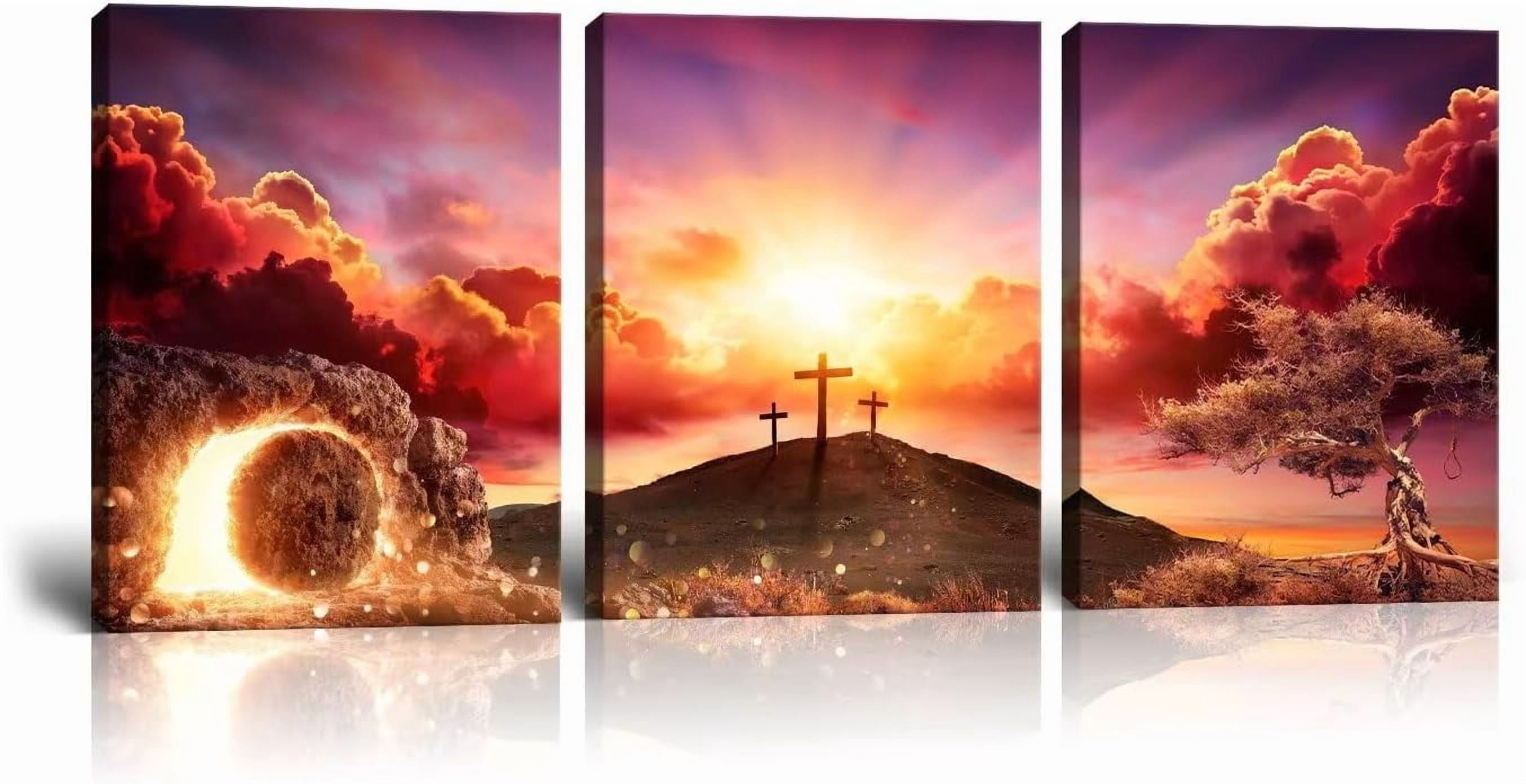 FCCUYE Christian Wall Decor Jesus Chasing Lost Lamb Canvas Wall Art ...