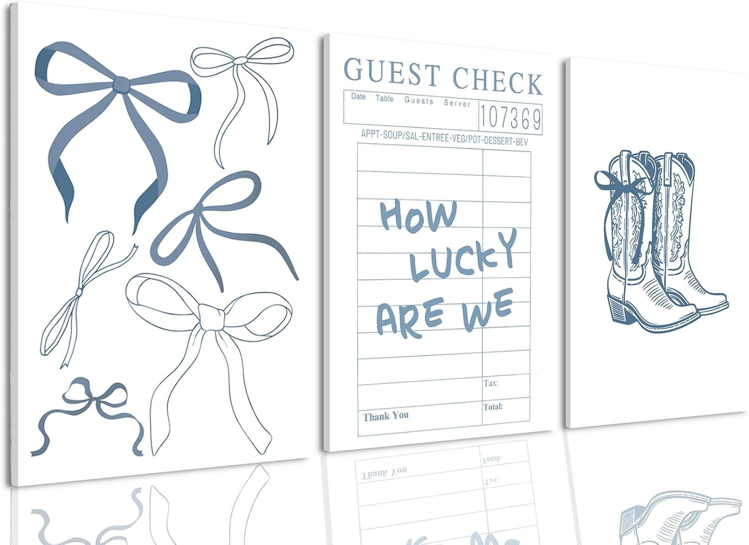 FCCUYE Coquette Bow Wall Decor Aesthetic, Pink Canvas Wall Art Set ...