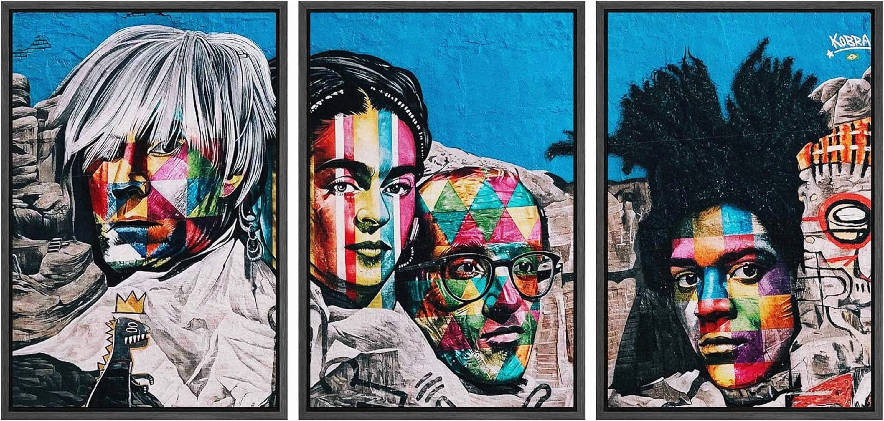 FCCUYE Framed Canvas Print Wall Art Set Spray Paint Style Andy Warhol ...
