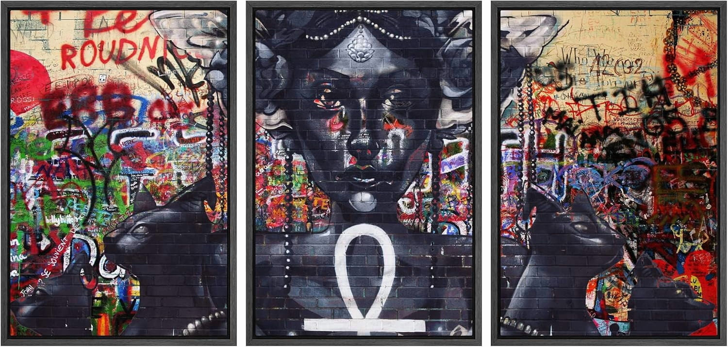 FCCUYE Framed Canvas Print Wall Art Set Spray Paint Style Andy Warhol Graffiti & Street Art ...