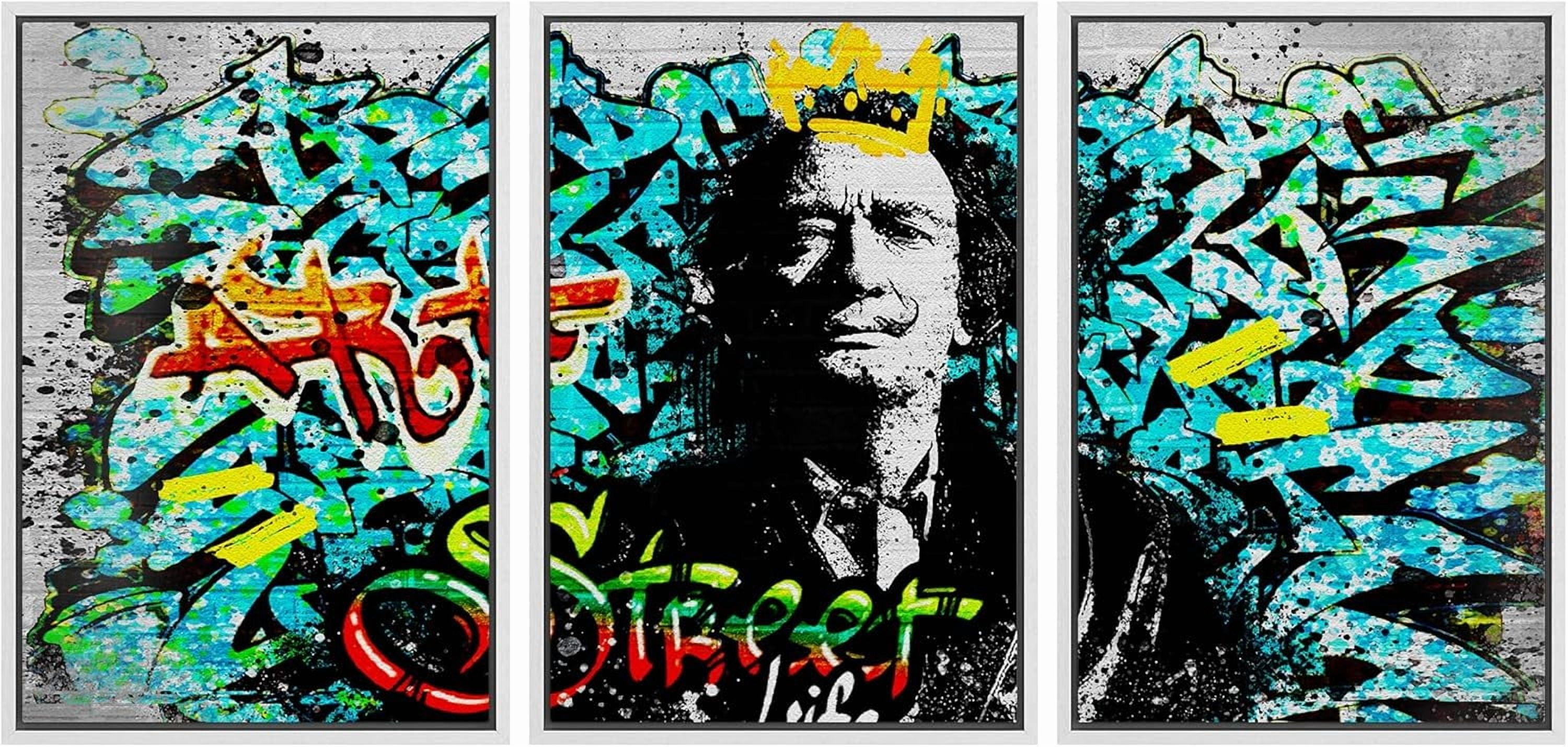 FCCUYE Framed Canvas Print Wall Art Set Spray Paint Style Andy Warhol ...