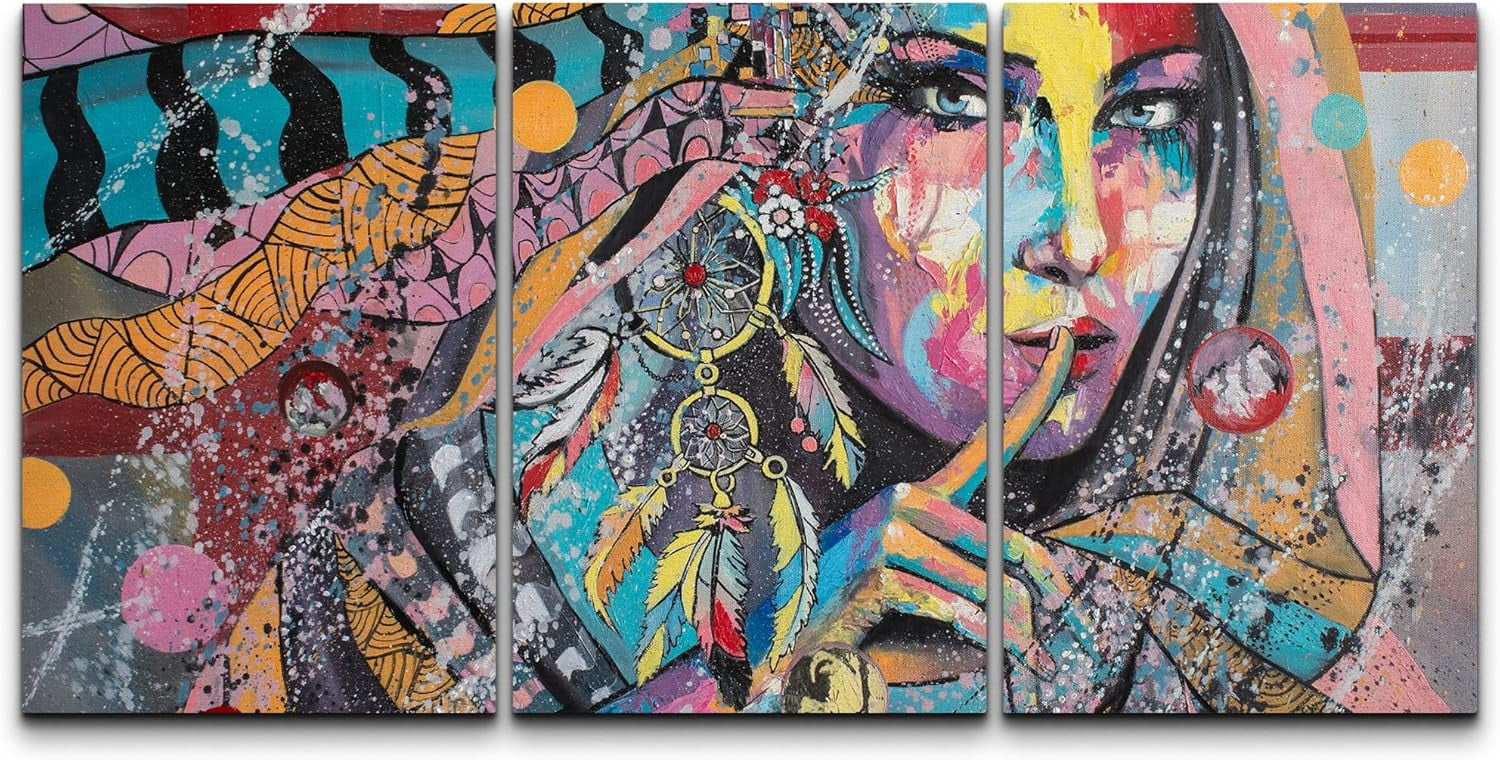 FCCUYE Framed Canvas Print Wall Art Set Spray Paint Style Andy Warhol ...