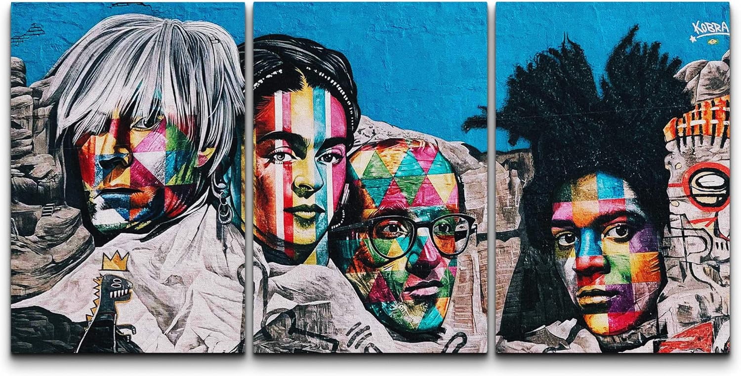 FCCUYE Framed Canvas Print Wall Art Set Spray Paint Style Andy Warhol ...