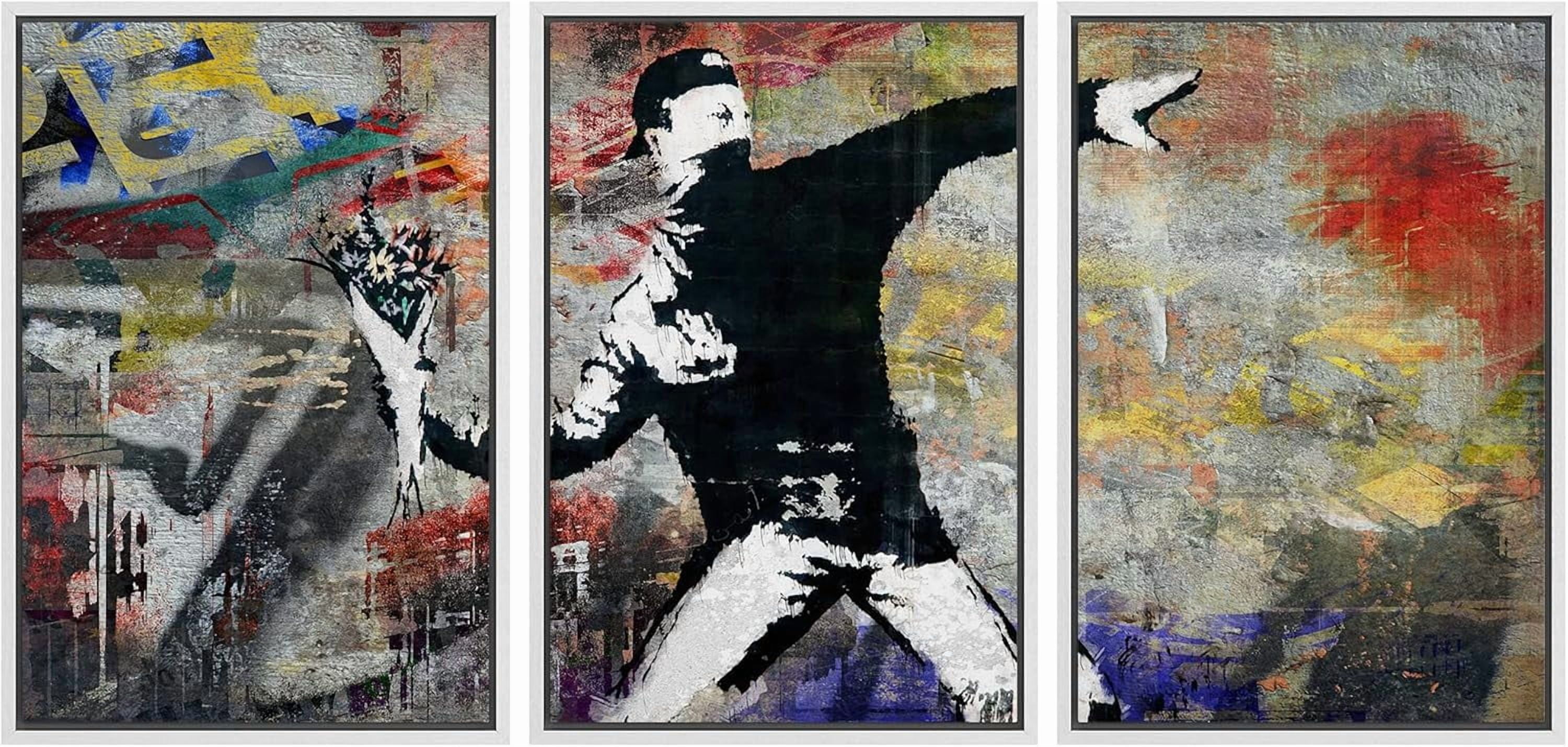 FCCUYE Framed Canvas Print Wall Art Set Spray Paint Style Andy Warhol ...