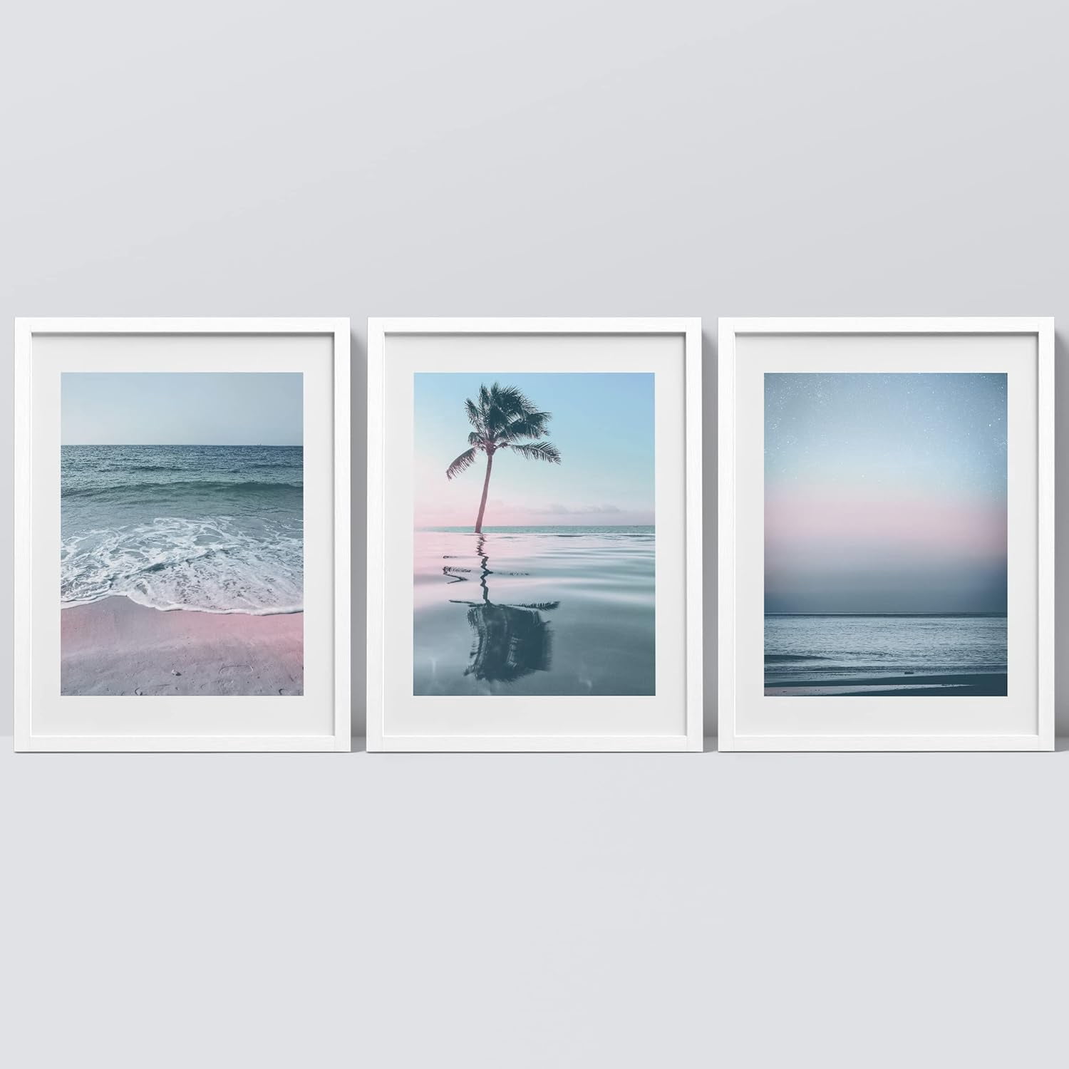 FCCUYE Framed Forest Landscape Wall Art, Set of 3 Purple Misty Mountain ...