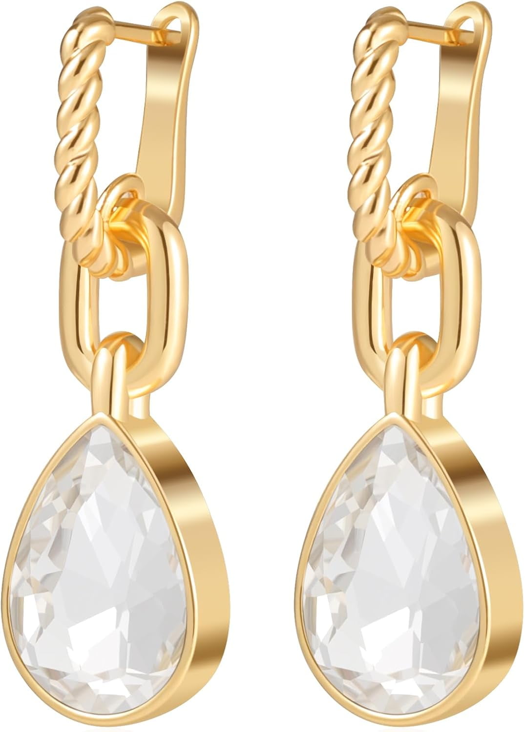 FCCUYE Gold Crystal Hoop Earrings for Women Trendy, 18K Gold Plated Hoop Earrings | Emerald ...