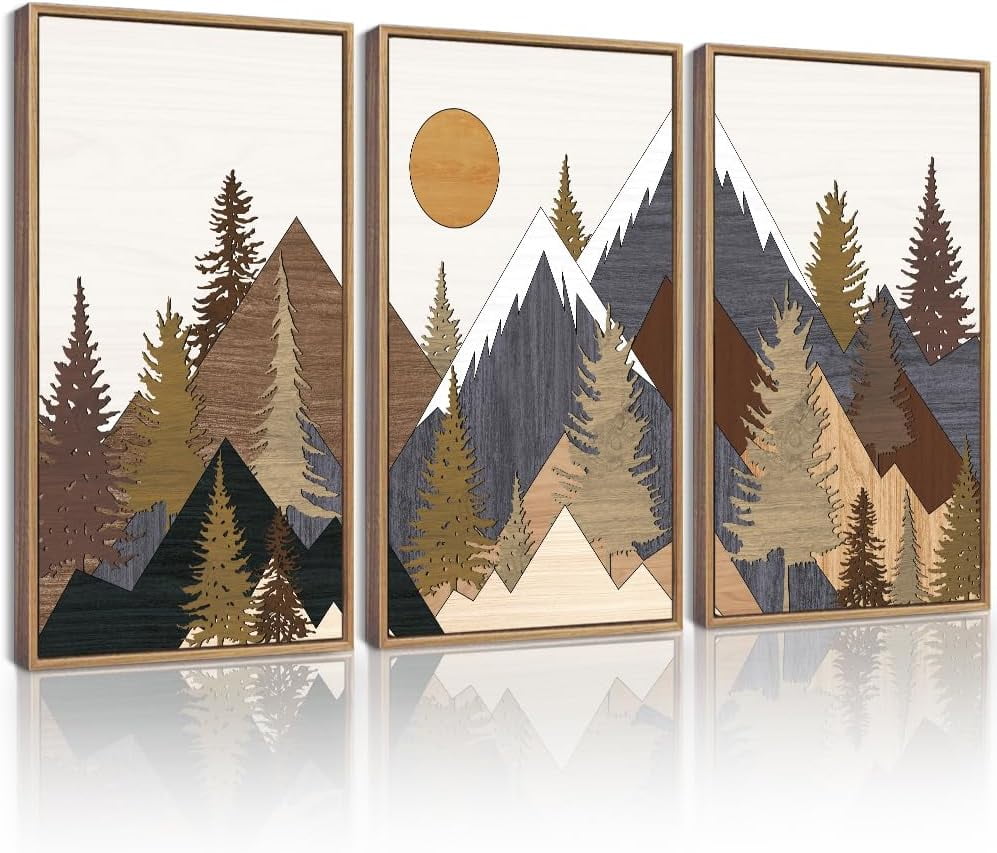 FCCUYE Landscape Mountain Wall Art 16x 24in Large Set Sunrise Pine Tree ...