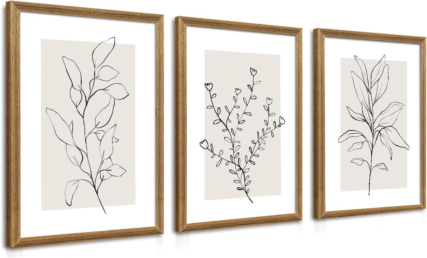 FCCUYE Neutral Botanical Canvas Wall Art, Minimalist Black Line Flower ...