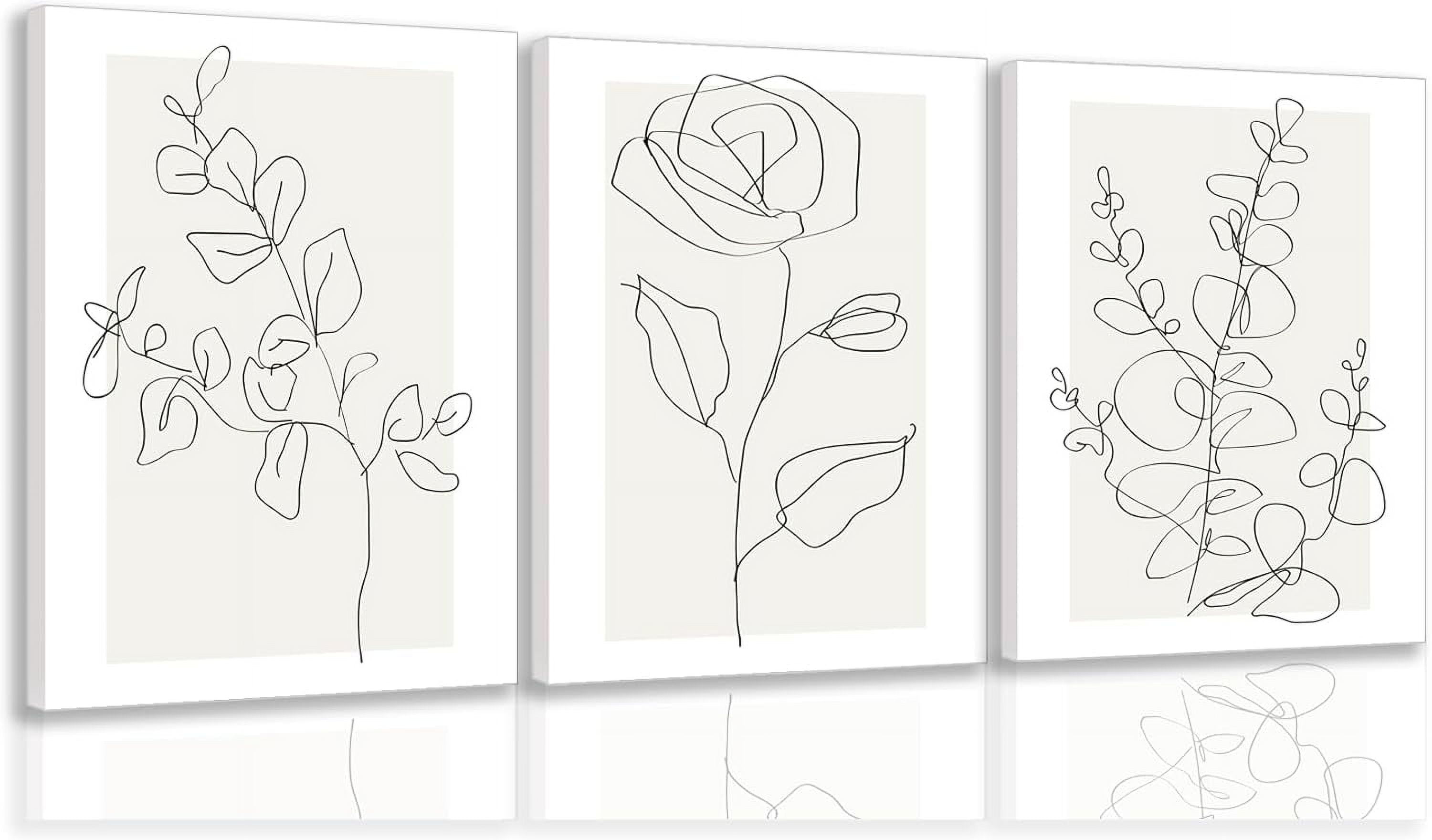 FCCUYE Neutral Mountain Wall Art Set of 3, Forest Landscape Canvas ...