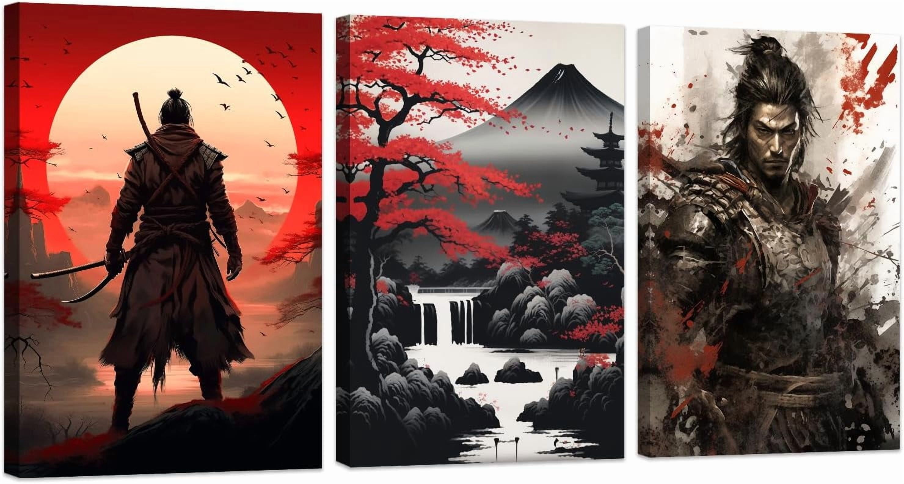 FCCUYE Samurai Wall Art 3 Piece Bushido Inspirational Poster Asian ...