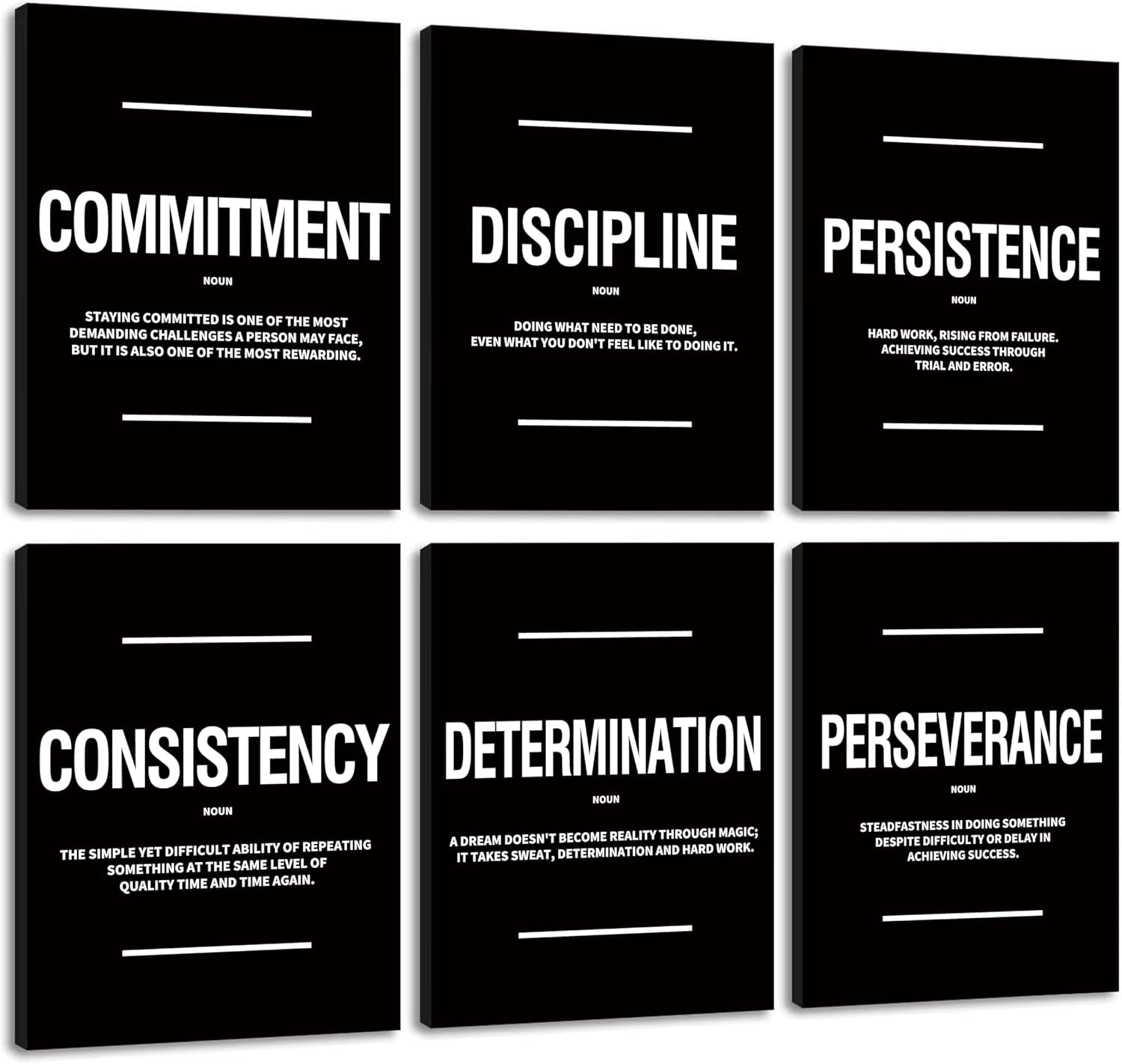 FCCUYE Set of 3 Motivational Wall Art Canvas Grind Hustle Execute Black ...
