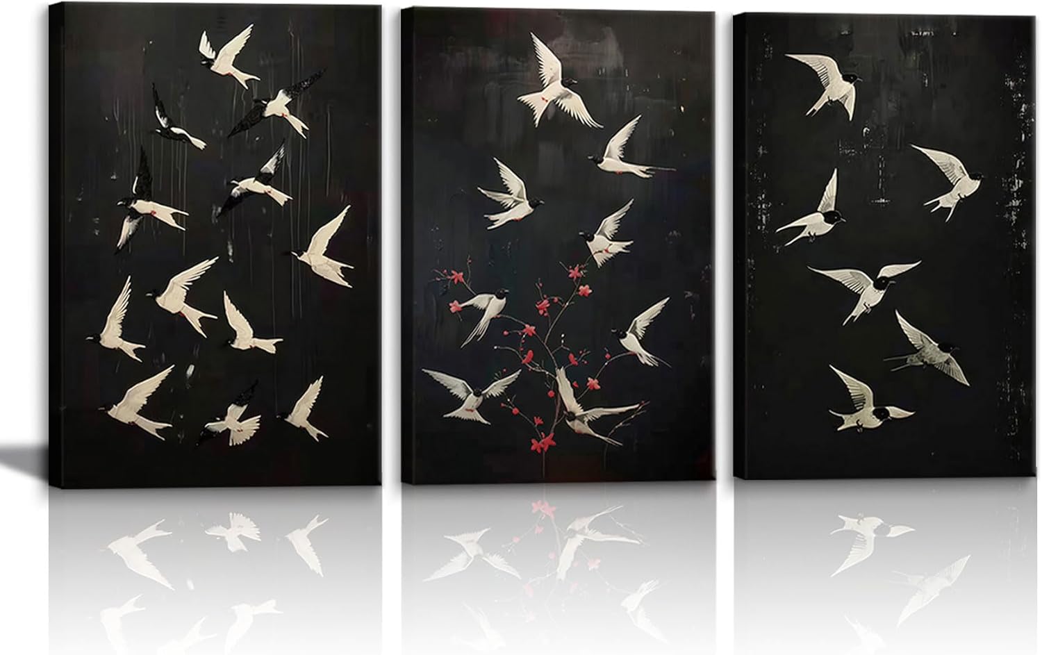 FCCUYE Set of 3 Swallows and Magpies Wall Art Print Canvas Abstract ...