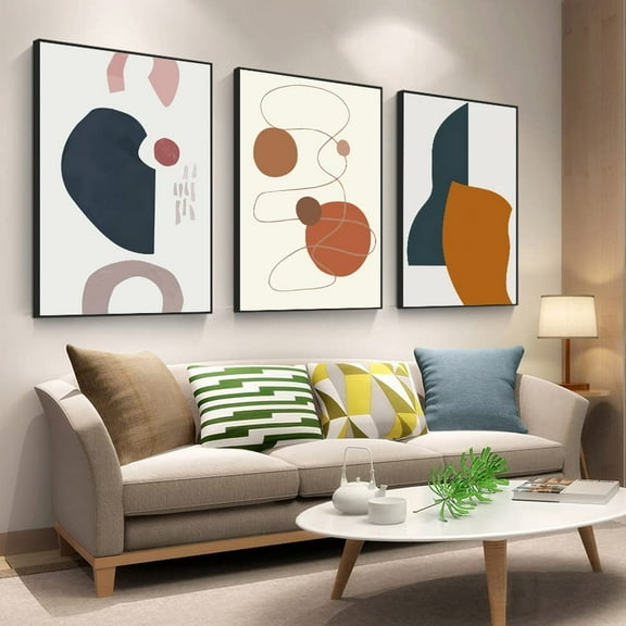Creowell Wall Art Of Framed Decorative Paintings Abstract Simple Orange ...