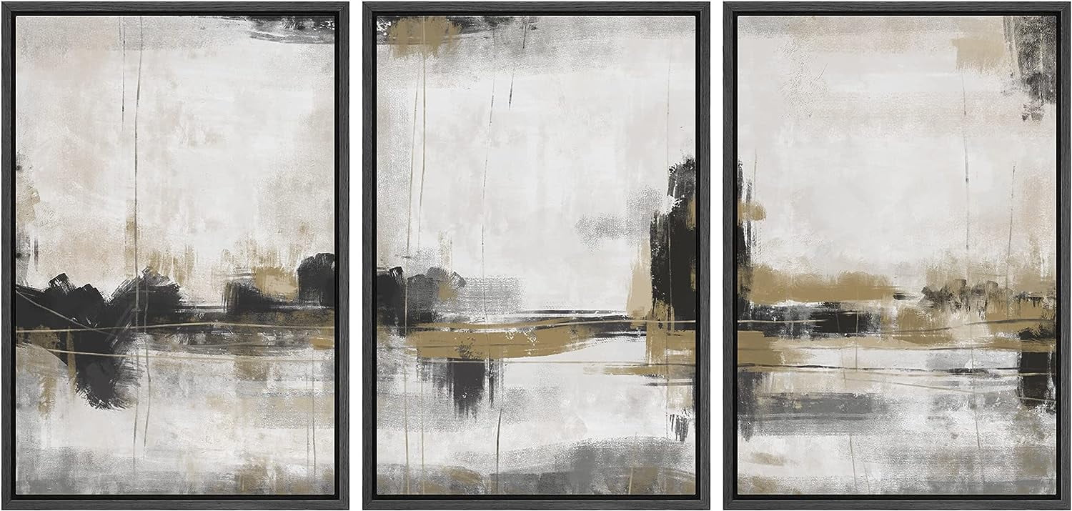 FCCUYE d Canvas Print Wall Art Set Desert Haze Abstract Neutral Beige and Brown Illustrations ...