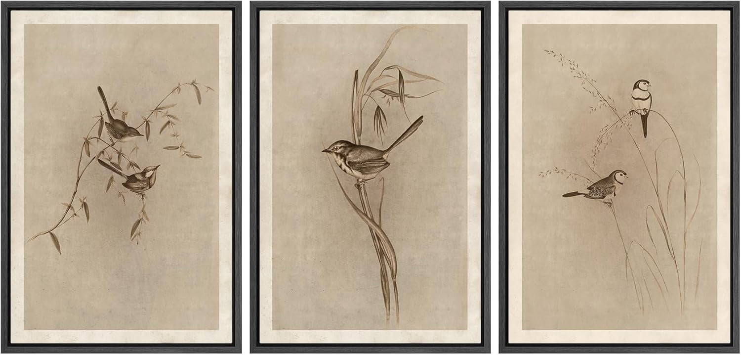 FCCUYE d Wall Art Print Set Flock of Abstract Birds in Flight Earthy ...