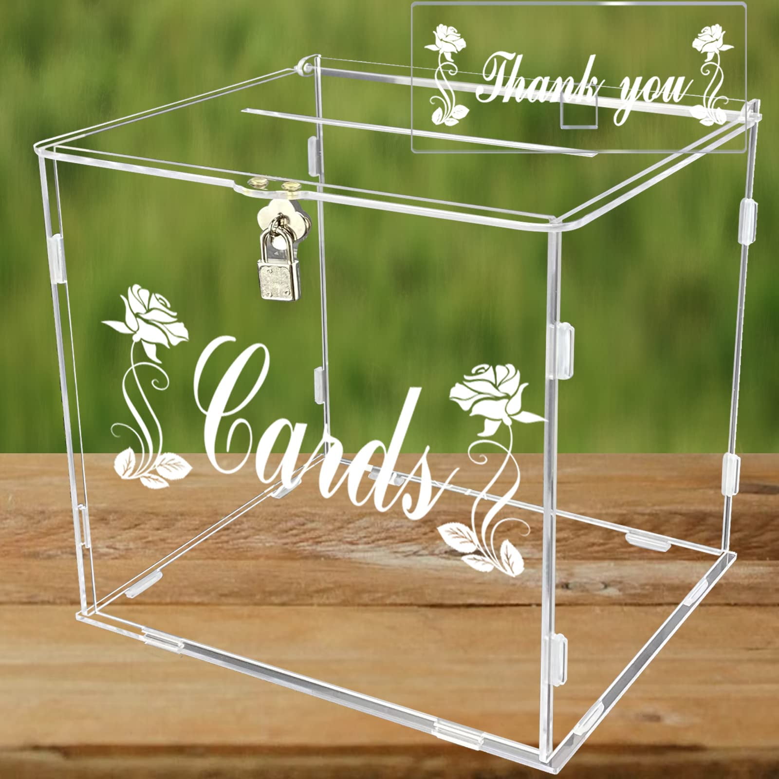 FCDECOR Acrylic Wedding Card Box with Lock, Clear Card Boxes for ...