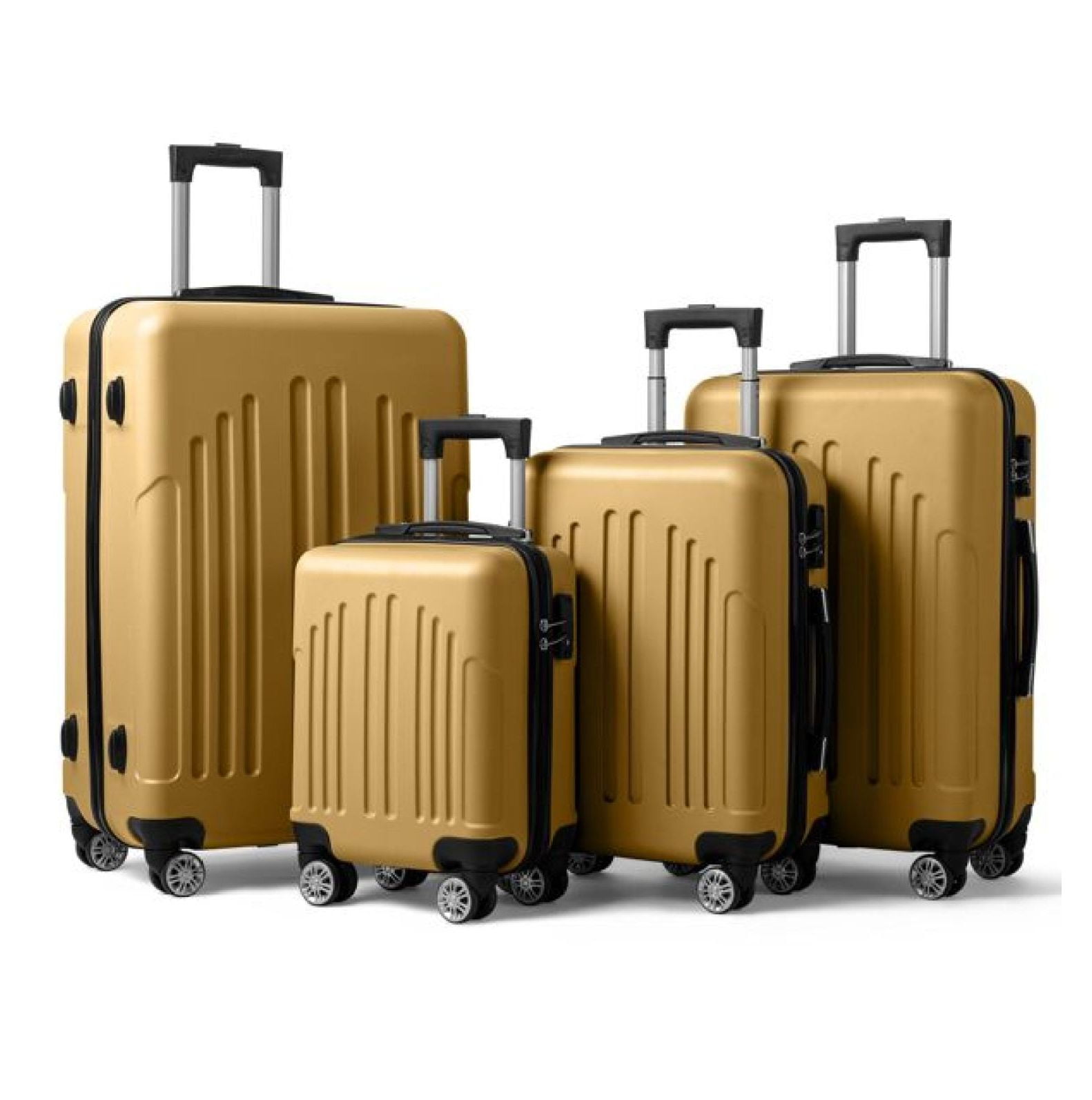 FCH 4-in-1 Trolley Luggage Set - Mustard Yellow, Curved Stripe ...