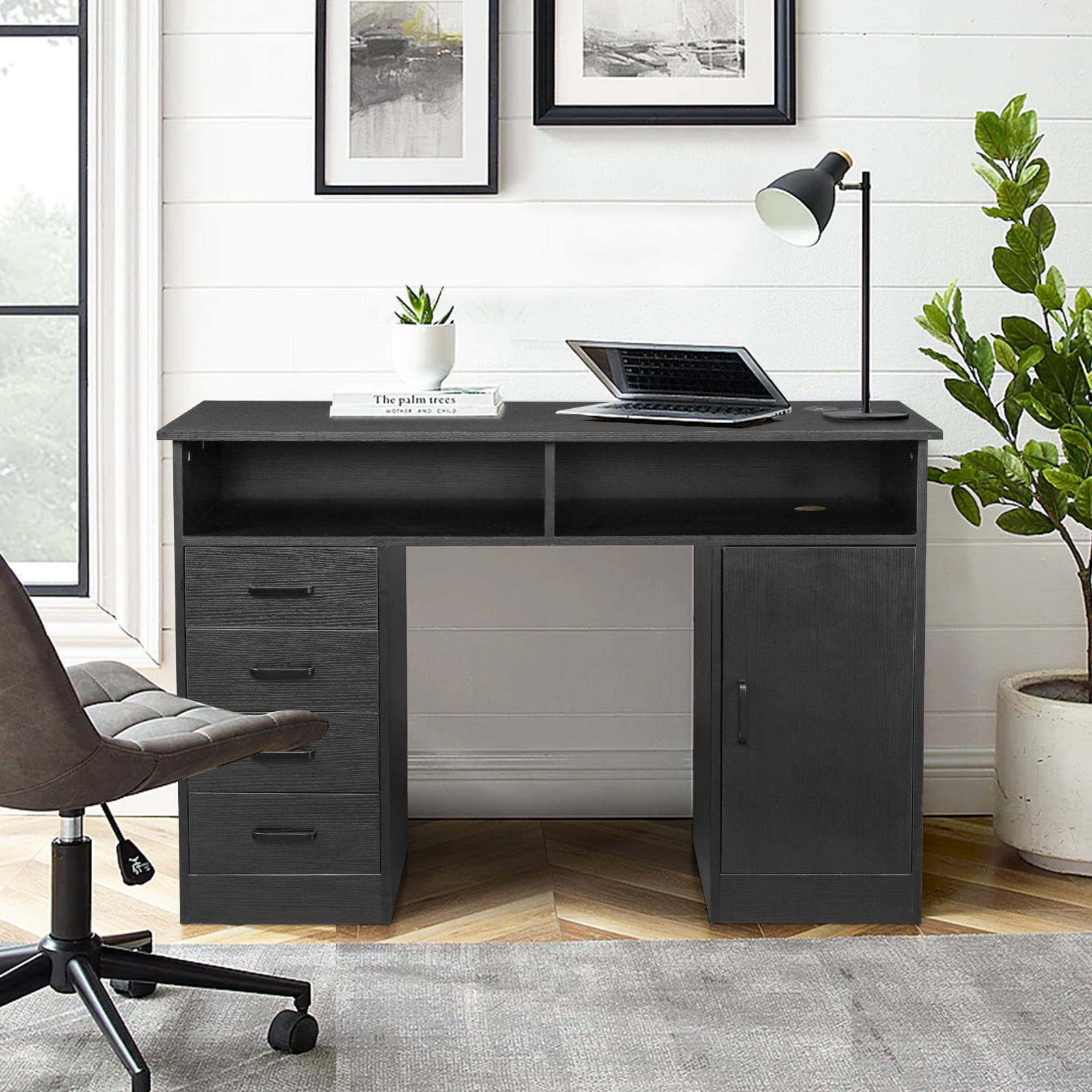 FCH 47 Inch Computer Desk w/ Hutch, 4 Drawers & Mezzanine Utility, Home ...