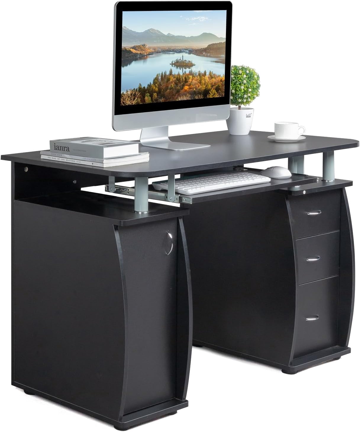 FCH Computer Desk with Hutch, 3 Drawers & Keyboard Tray ...