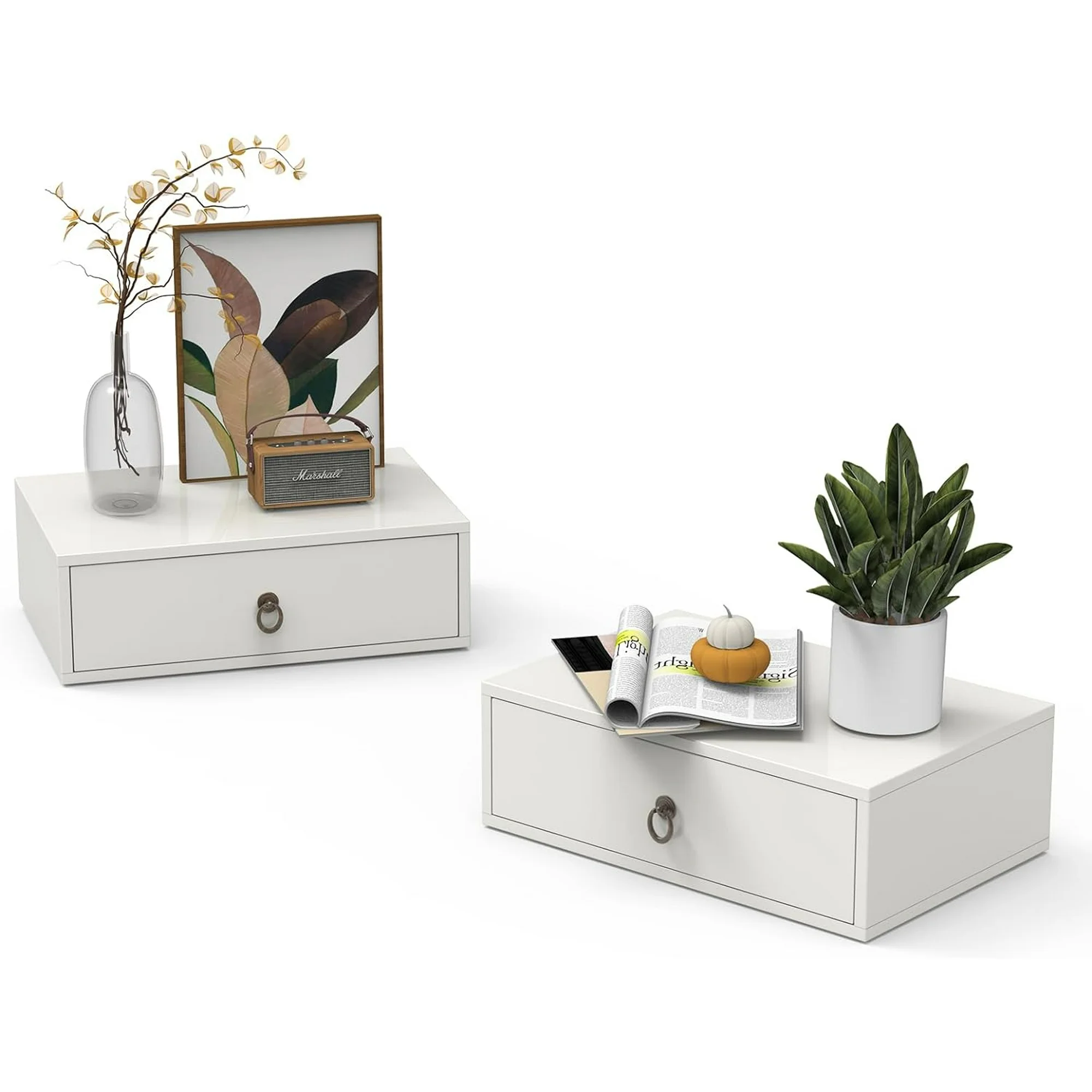 FCH Floating Nightstand with 1 Drawer, Wall Mounted Nightstand 12MM P2 ...
