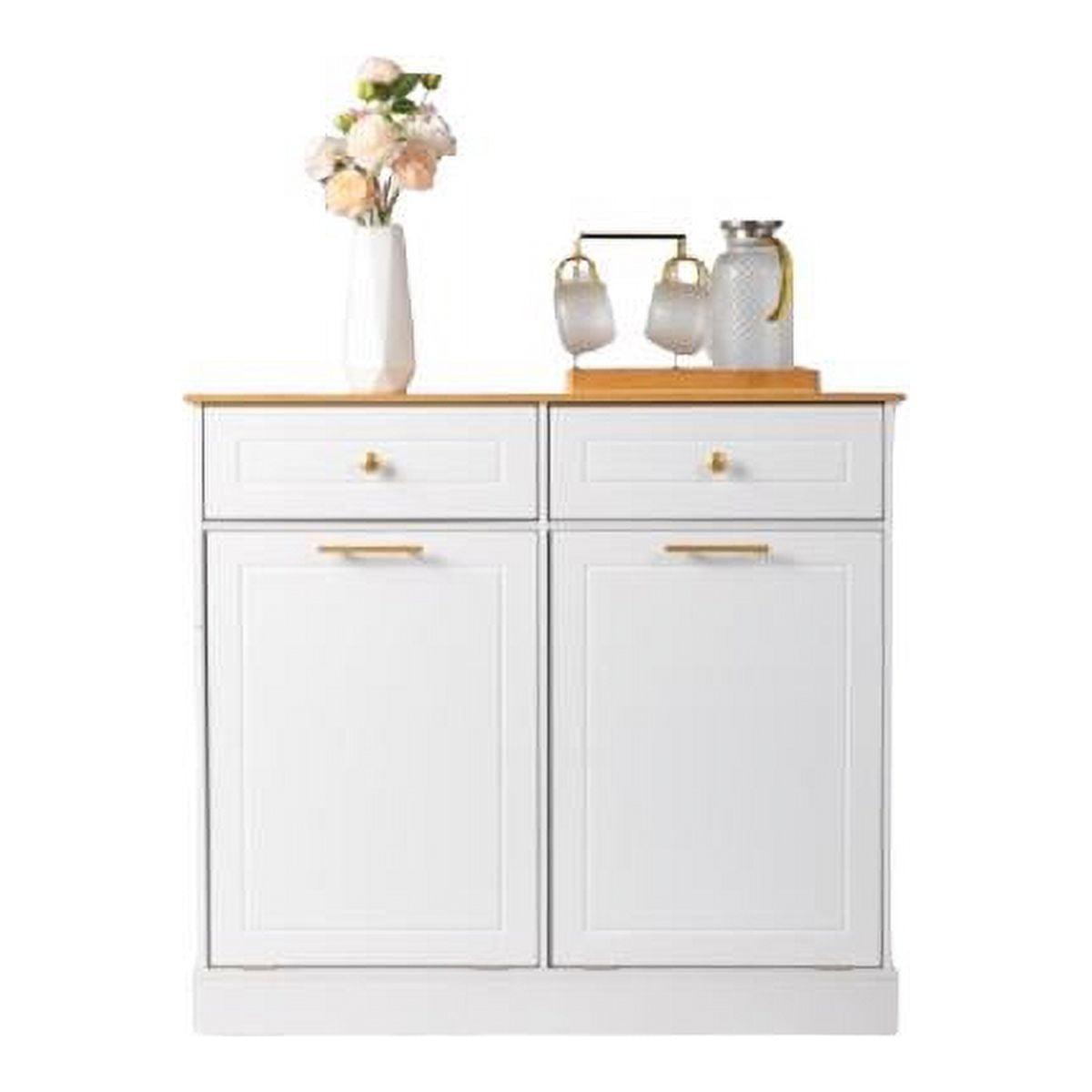 [FCH] Kitchen Trash Can Cabinet, 2 Doors 2 Drawers 2 Dirty Clothes Bags ...