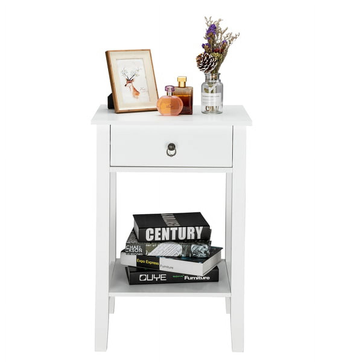 FCH Two-layer Bedside Cabinet Coffee Table with Drawer White - Walmart.com