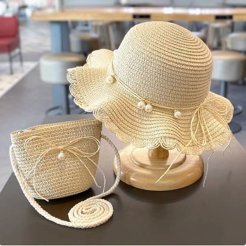 FCHEN Girls' Vacation Essentials - Stylish Wide Brim Hat + Matching ...