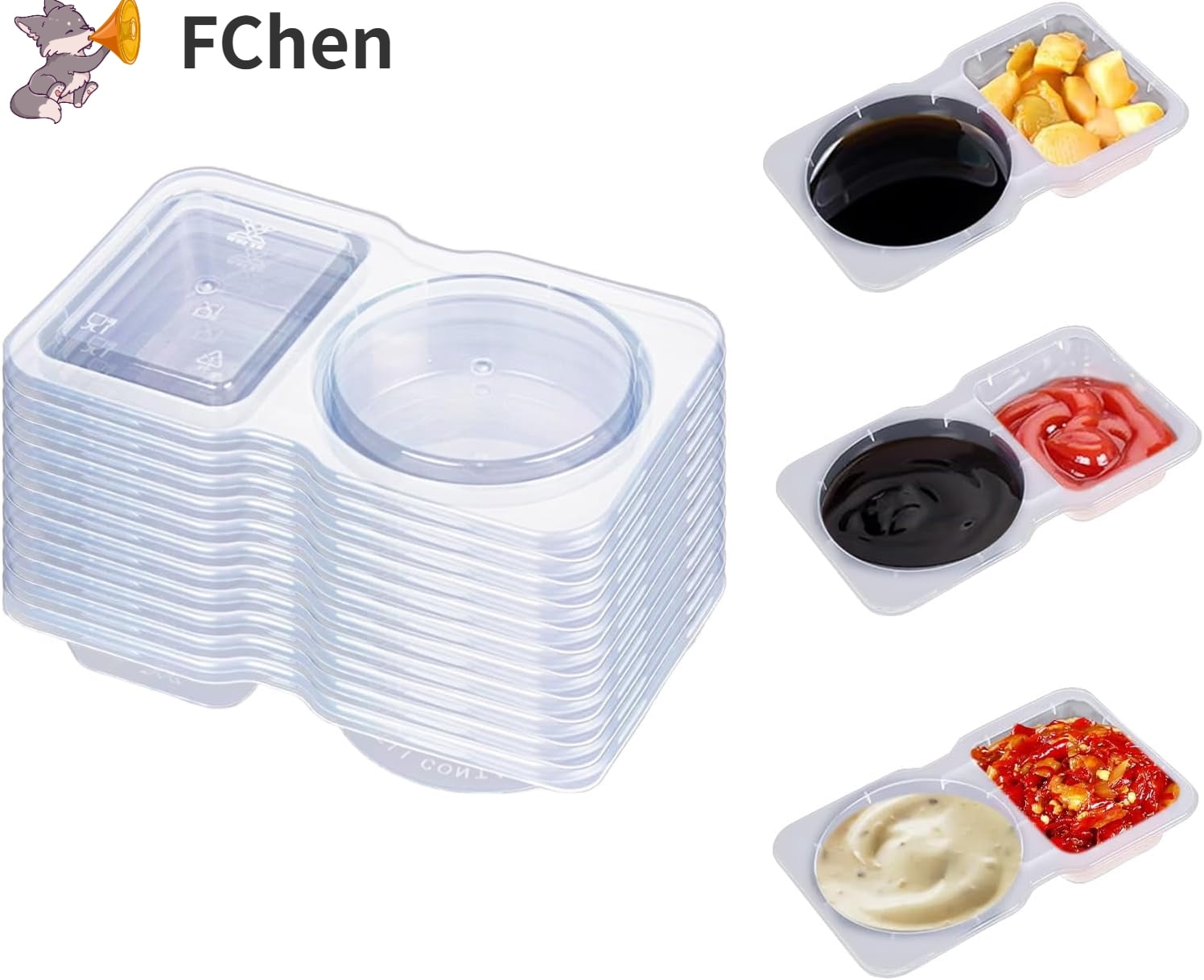 FCHEN Upgraded Double Compartment Condiment Container, 2025 New ...