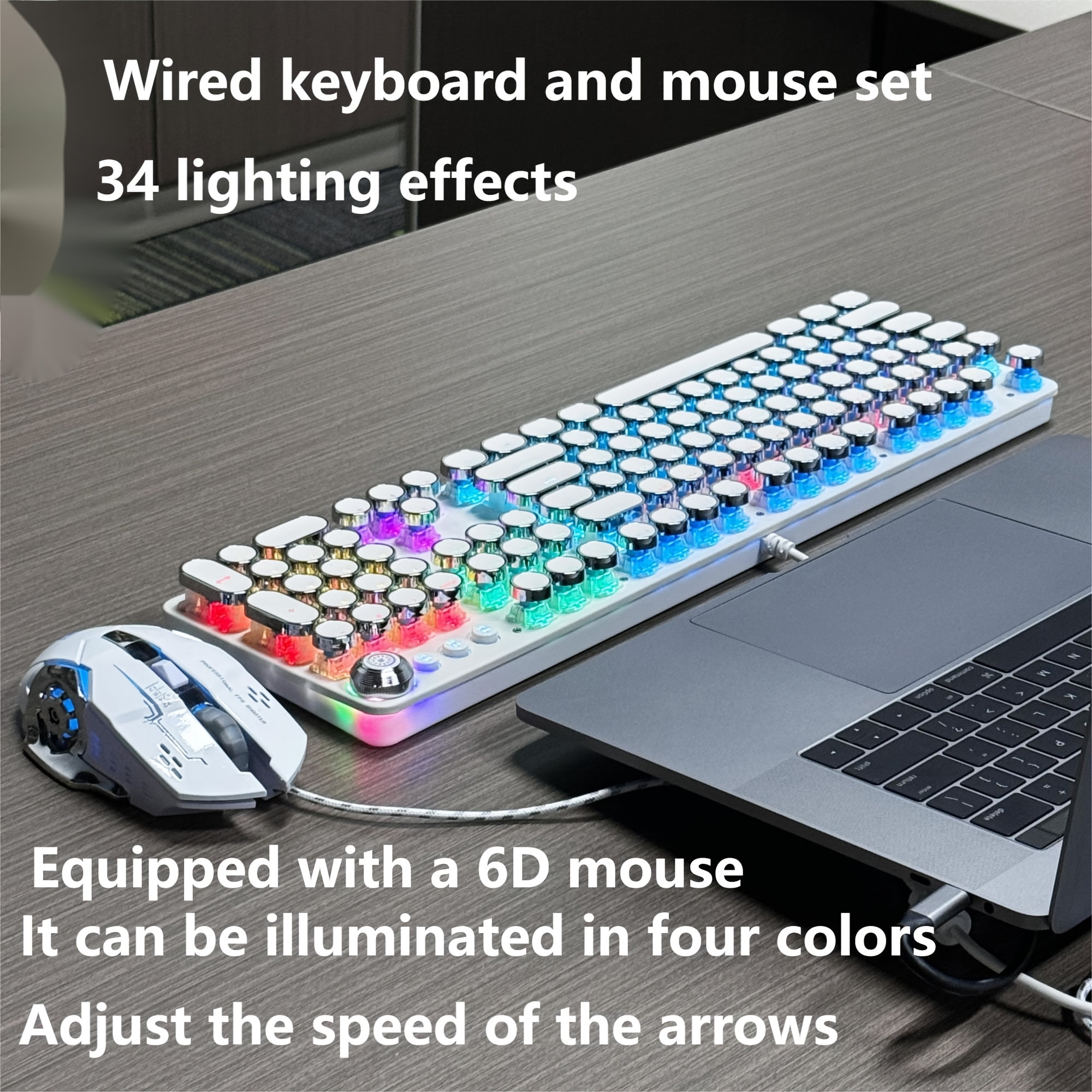 FCKJLY 104-Key Cyberpunk Mechanical Keyboard, Retro Typewriter Style ...