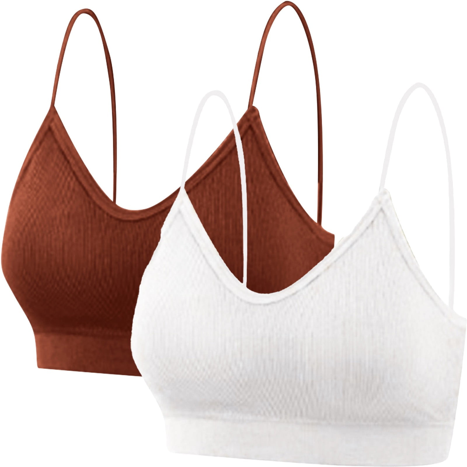 FCLoft Women's 2-Piece Padded Seamless Sports Bralettes - Push Up Full ...